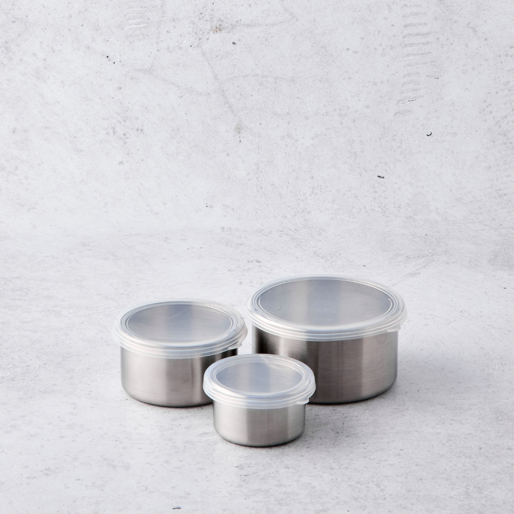 Stainless Steel Container Set with Clear Silicone Lid (3 piece set ...